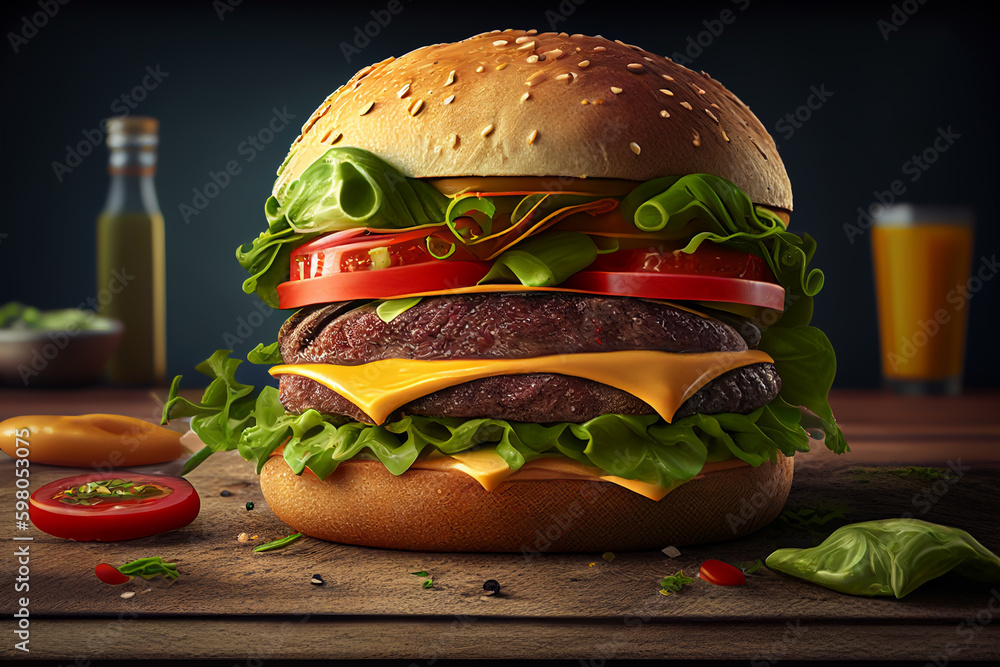 Burger poster for menu restaurant. Burger design style promotional fast ...