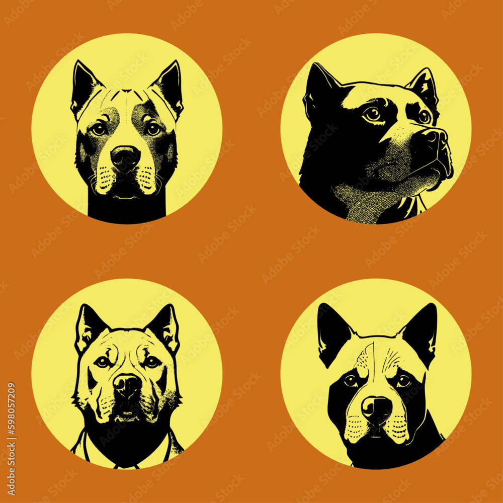 pit bull logo animals silhouette symbols collection vector illustration ...