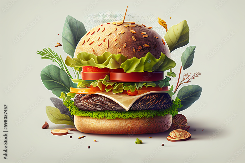 Burger poster for menu restaurant. Burger design style promotional fast ...