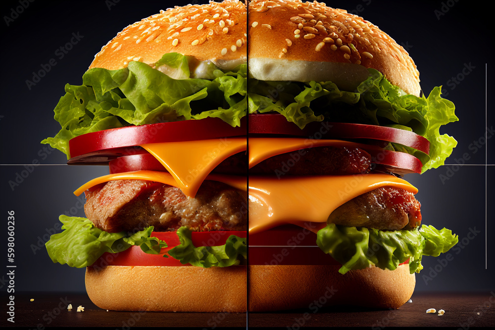 Burger poster for menu restaurant. Burger design style promotional fast ...