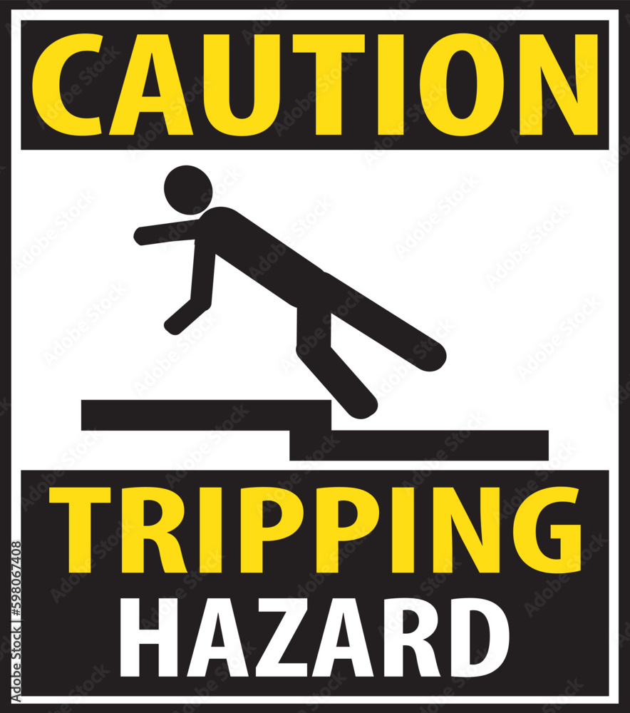 Tripping hazard warning sign vector, tripping hazard industrial safety ...