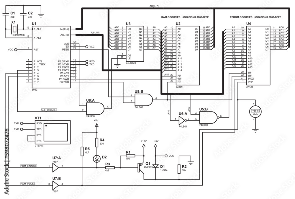 Schematic Diagram Of Electronic Device Vector Drawing Electrical