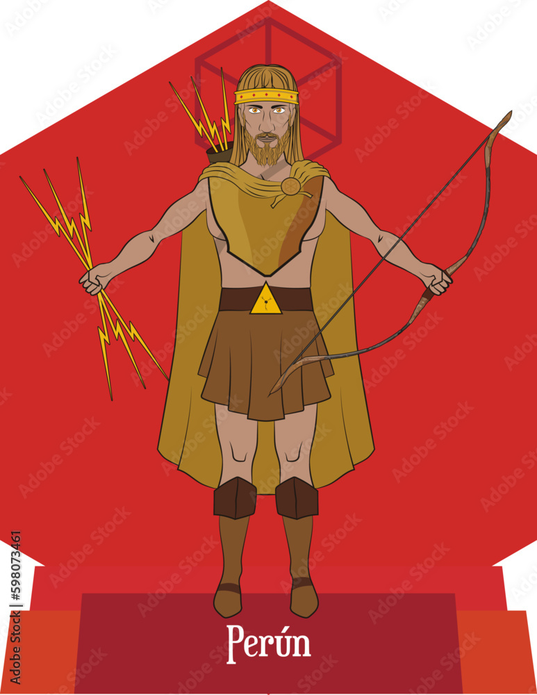 Illustration vector isolated of Slavic Mythical god, Perún, Storm ...