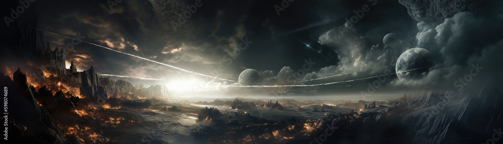 Dark universe, horror film, sci-fi. Wallpaper background, widescreen ...