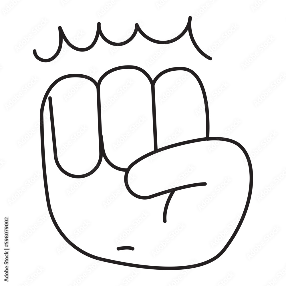 Rise Up Hand Gesture Outline 2D Illustrations Stock Vector | Adobe Stock
