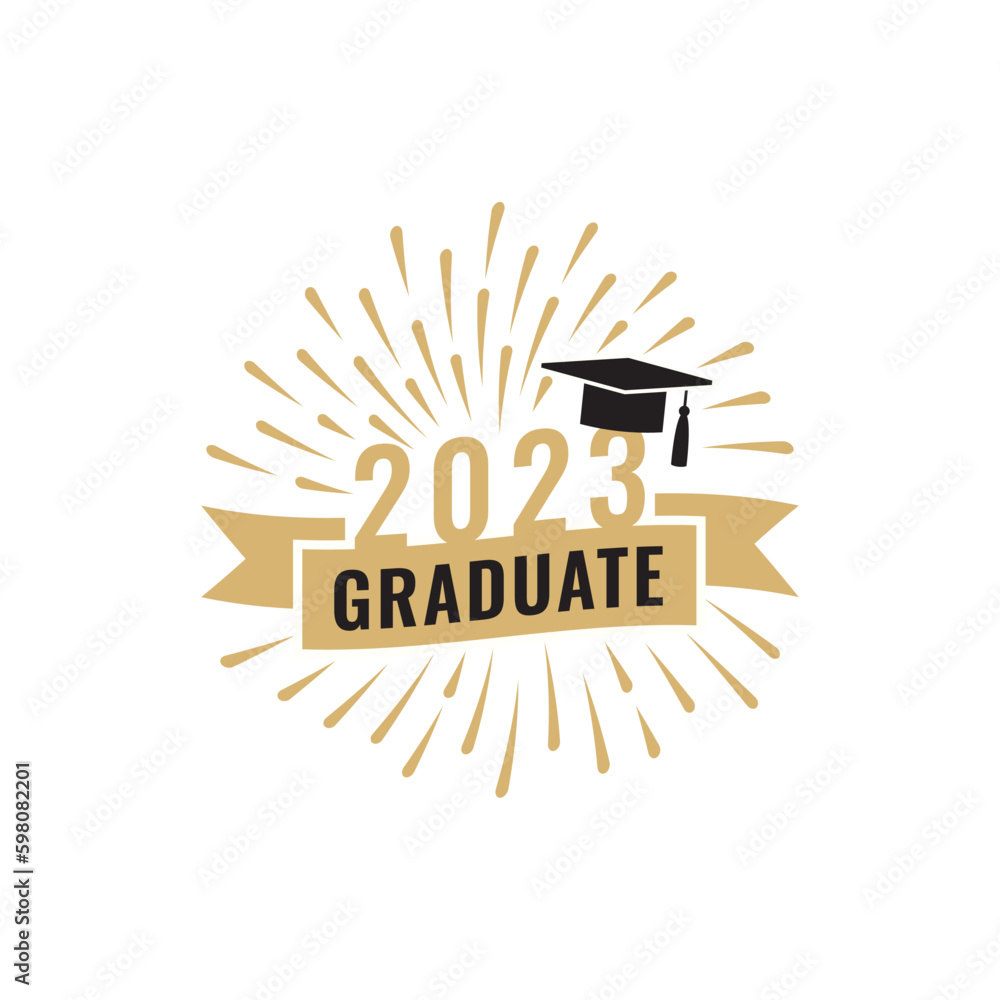 Graduation party logo design. Class of 2023 with graduation cap and ...