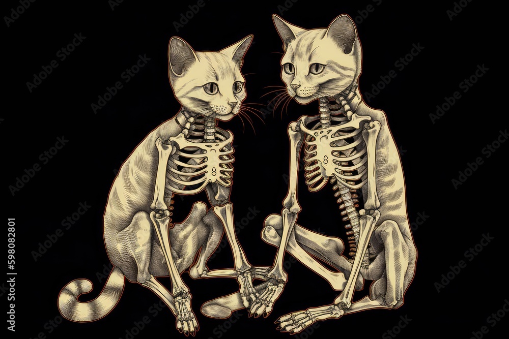 cartoon cat skeleton Stock Illustration | Adobe Stock