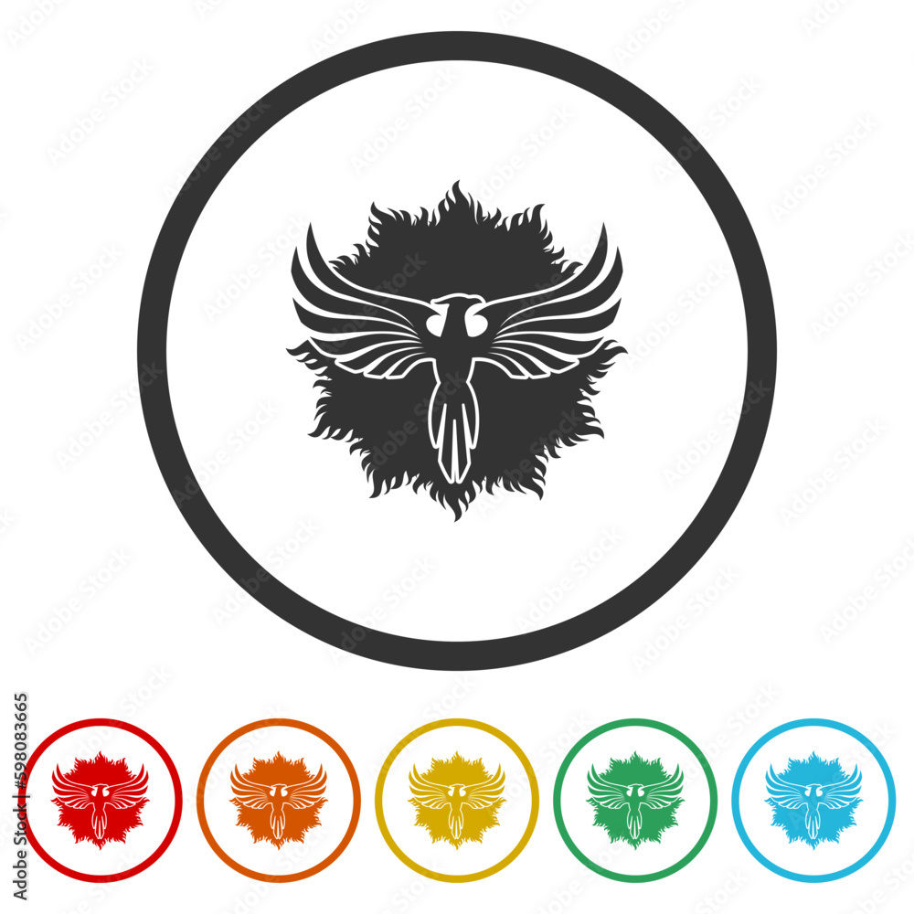 Phoenix logo icon. Set icons in color circle buttons Stock Vector ...