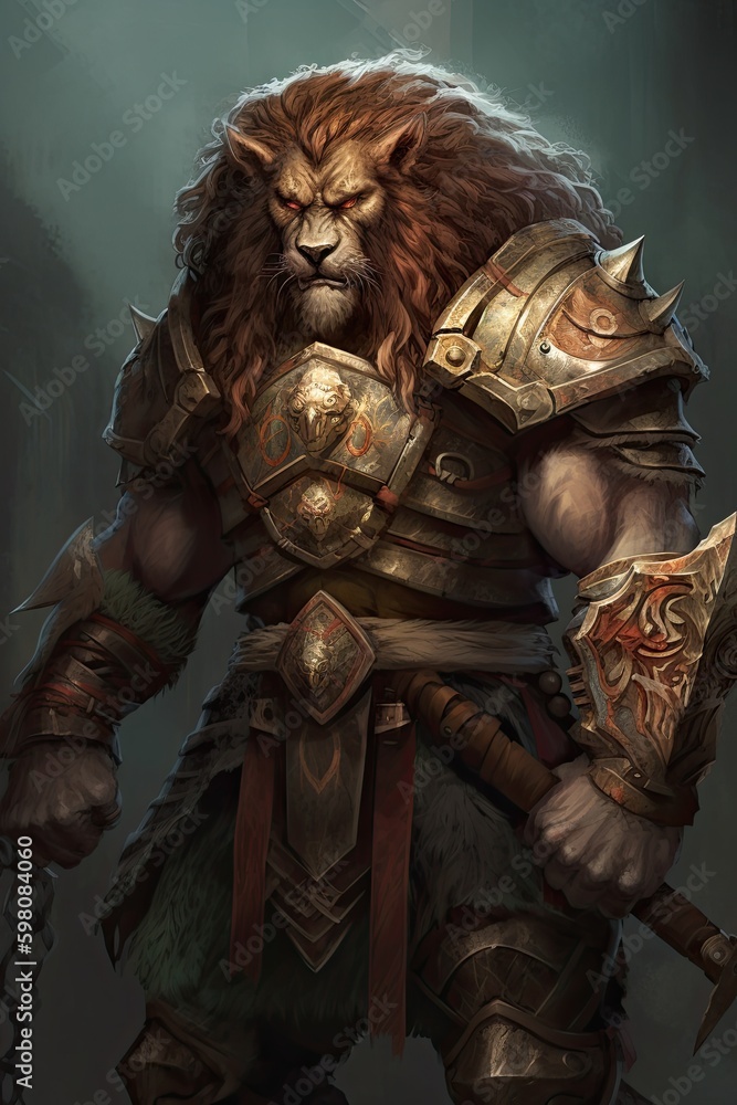 Barbarian Warrior Lion: Muscular Android Enemy Character Design for ...