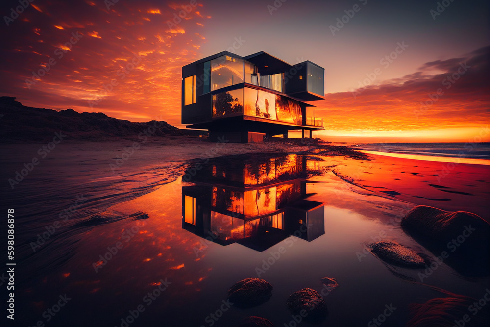 Townhouse Prefab construction in Florida. Beach house at sea ...