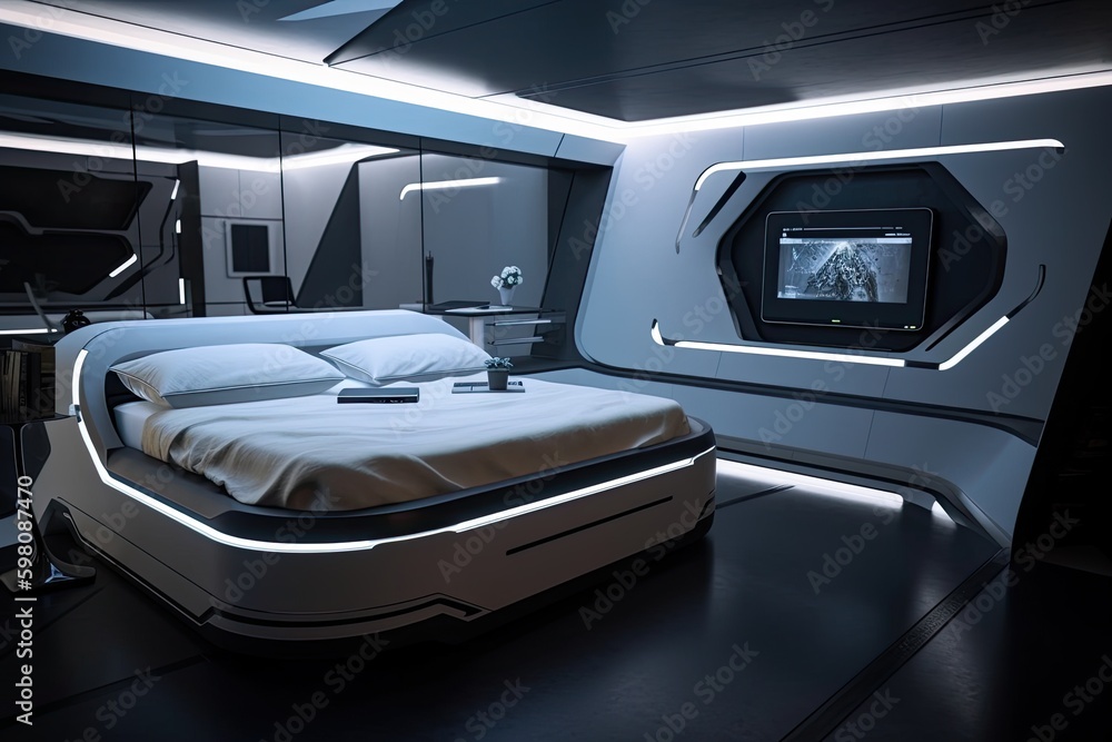 futuristic bedroom with robotic bed that moves and adjusts according to ...