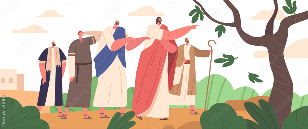 Jesus Christ Character Curses Fig Tree, Disciples Witness Withering ...