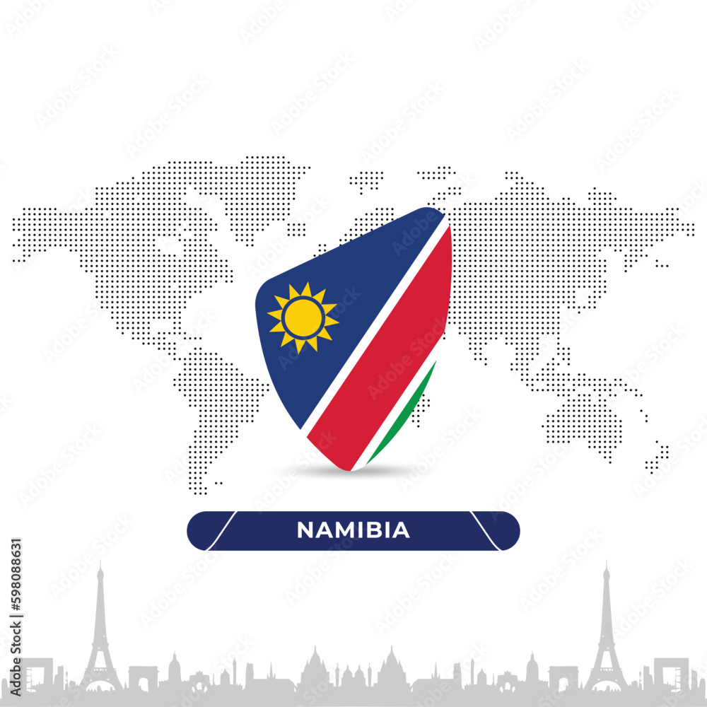 Namibia Creative Rugby Badge in flag design on France landmarks ...