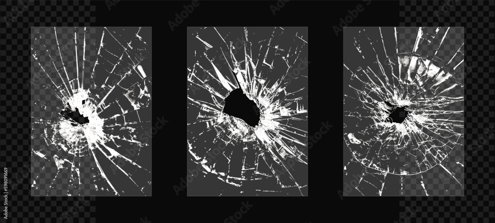 Broken glass plate. Empty transparent acrylic, plastic or plexiglass ...