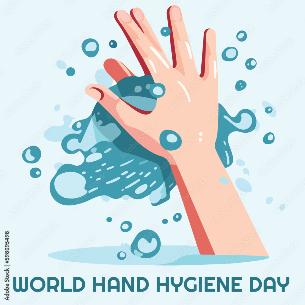 vector two hand wash with water splash with soft blue background. world ...