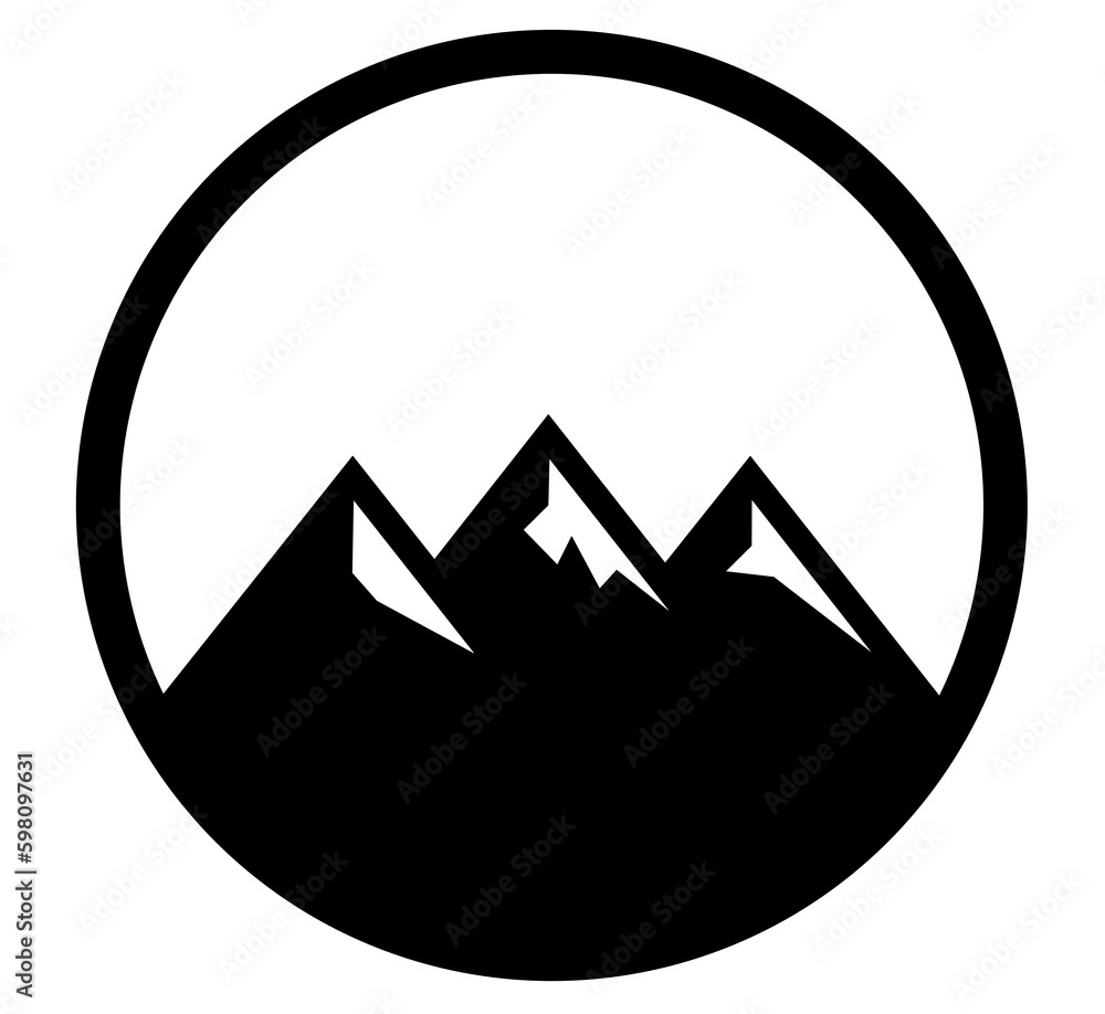 Round mountain logo clipart. Minimalistic black mountains. Mountain ...