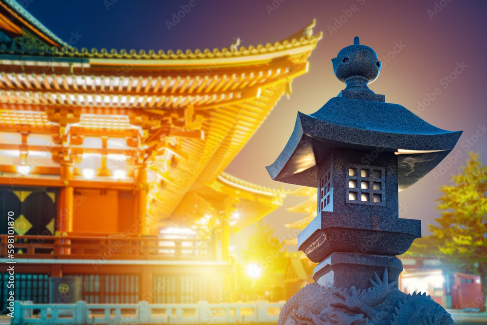 Japan culture. Temple in Tokyo. Lantern in Japanese style. Asakusa area ...