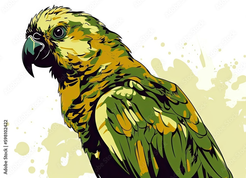 Blue or turquoise fronted Amazone parrot aka Amazona aestiva, walking ...