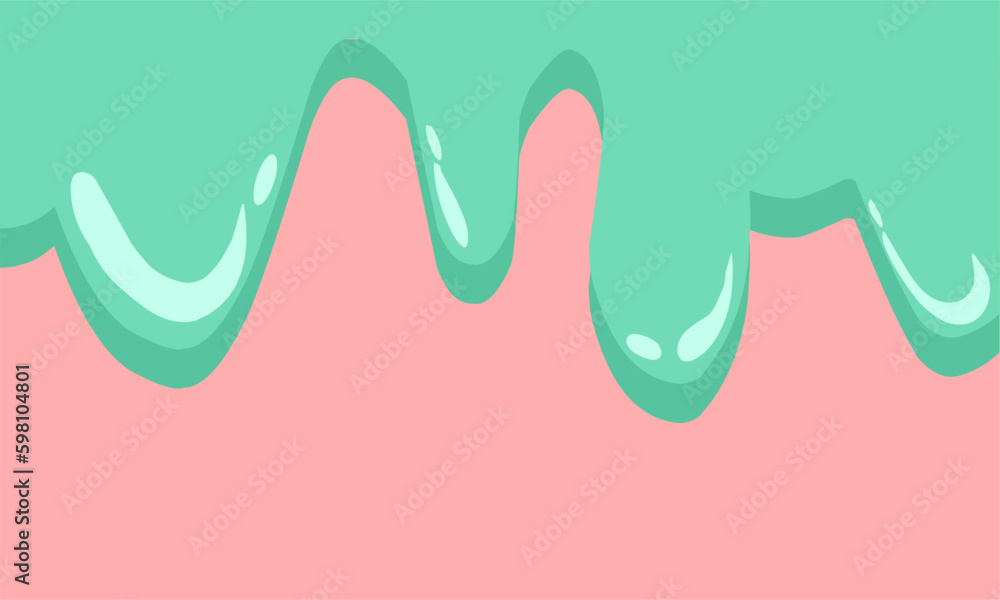 Vector illustration, green liquid melting on a pink surface ...