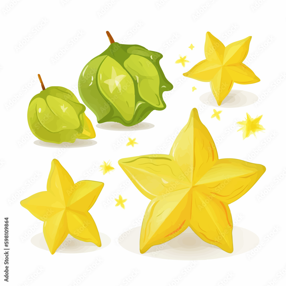 Vetor de Create a visually appealing layout with this set of star-fruit ...