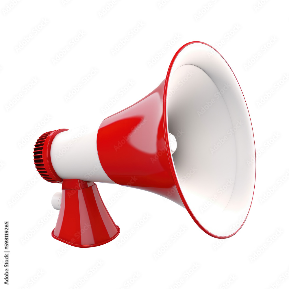 Red megaphone isolated on white, transparent background, PNG ...