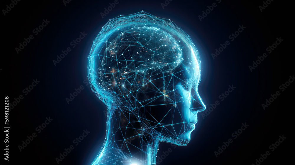 Abstract representation of an artificial intelligence. Cyber chatbot ...