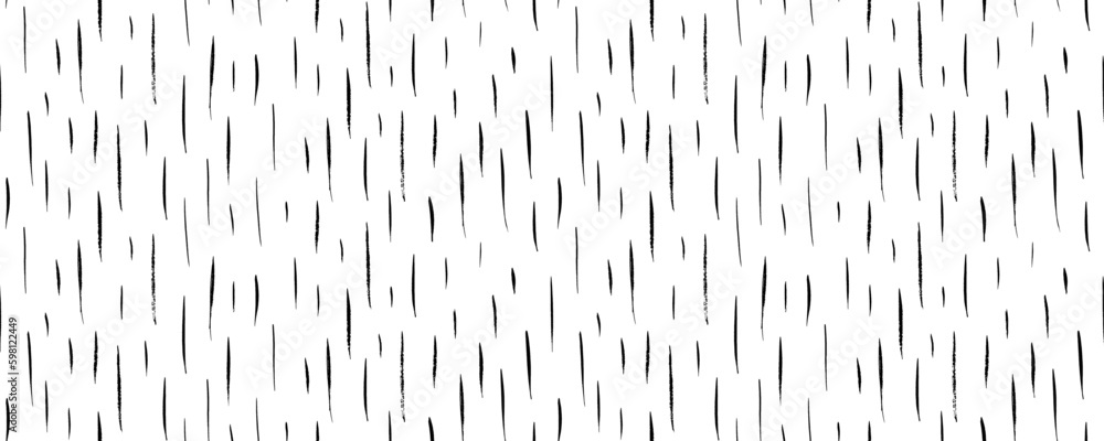 Rain motif seamless banner with thin vertical lines. Hand drawn black ...