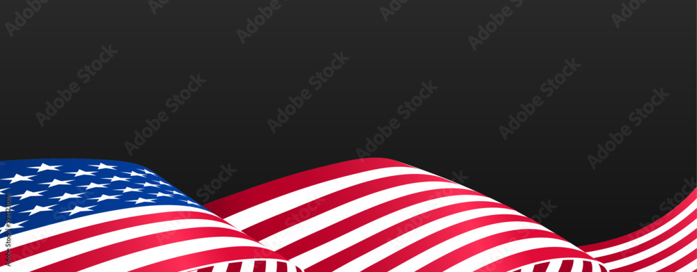 Empty, blank copy space of united states of America waving flag vector ...