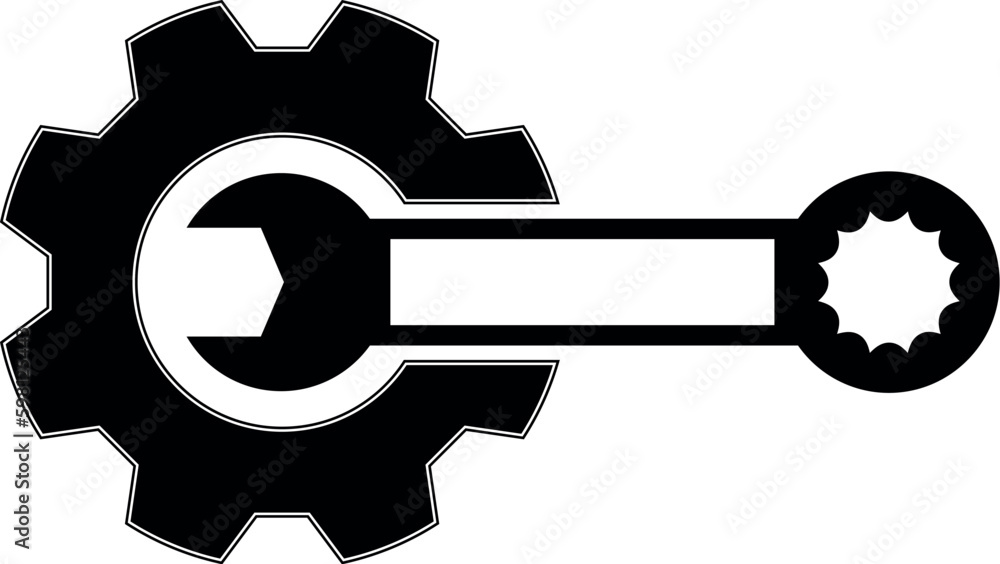 Gear and Spanner Wrench with name frame space Eps Vector Ai Vector Png ...