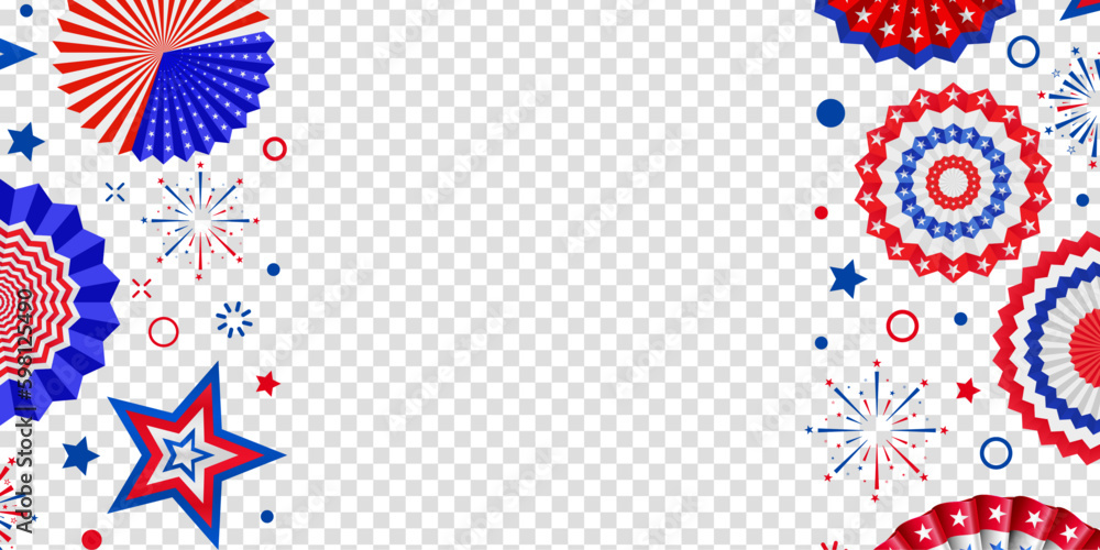 4th of July, USA Independence Day vector banner template. Transparent ...