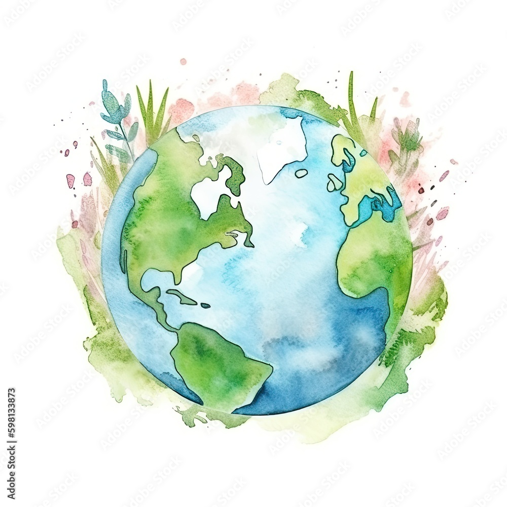 Earth day globe, watercolor art of the earth for earthday. wallpaper ...
