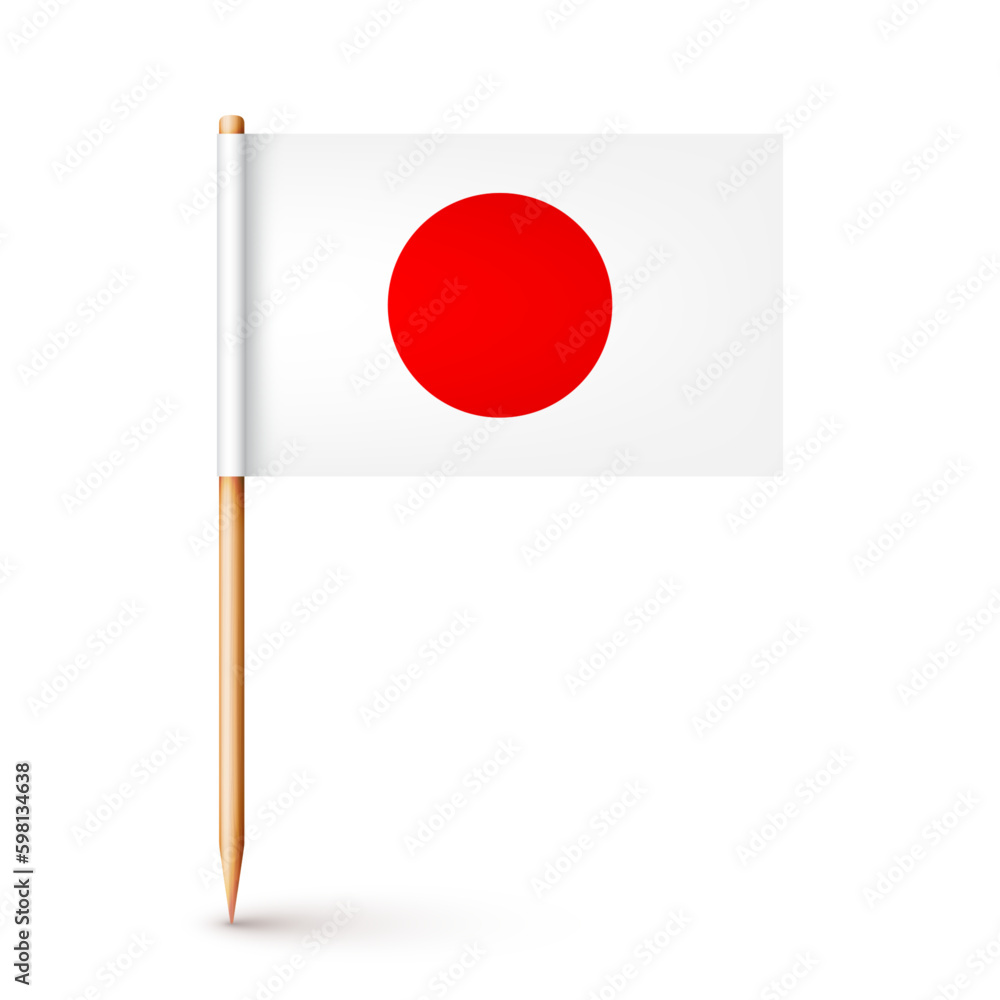 Realistic Japanese toothpick flag. Souvenir from Japan. Wooden ...