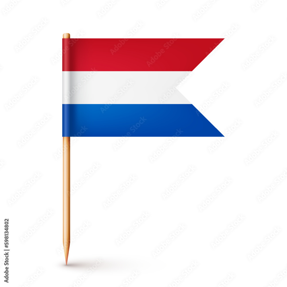 Realistic Dutch toothpick flag. Souvenir from Netherlands. Wooden ...
