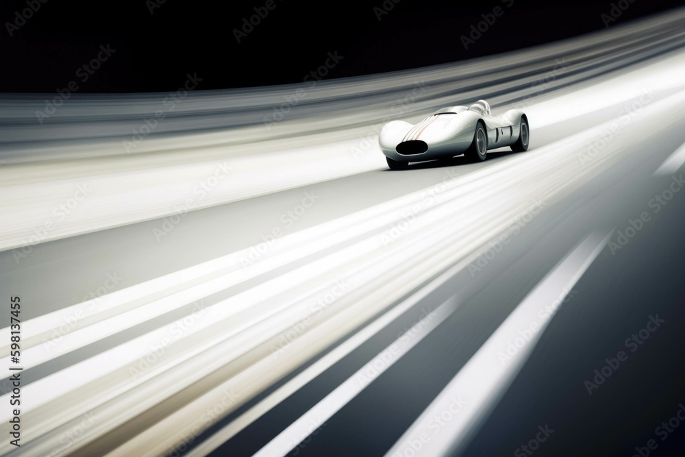 A sleek white speedster passing its competition on a tight curve its ...