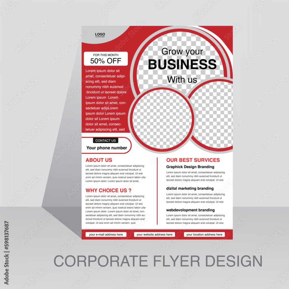 modern red color flyer design template. corporate creative idea clean ...