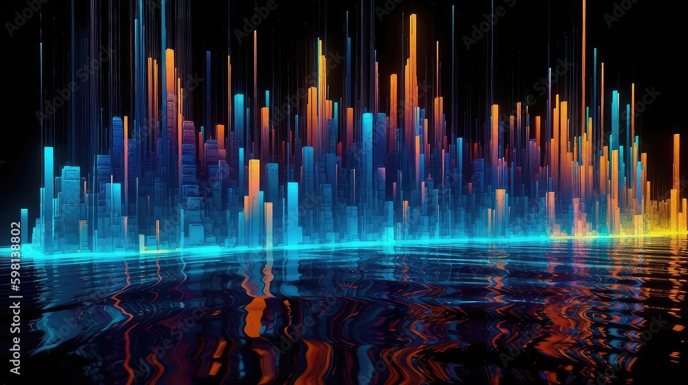 Fantasy world, neon magic lake, neon vj loop, dj loop, music video ...