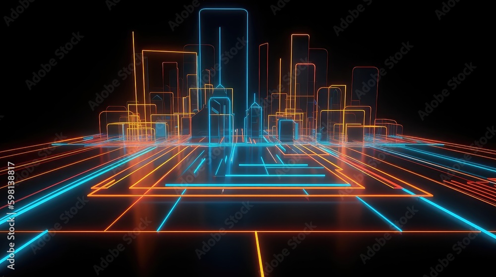 Fantasy world, neon magic lake, neon vj loop, dj loop, music video ...