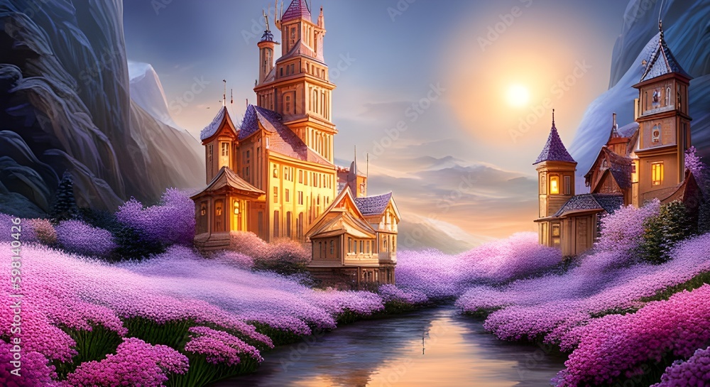 AI Generated landscapes of Magical forest and trees surrounds by ...