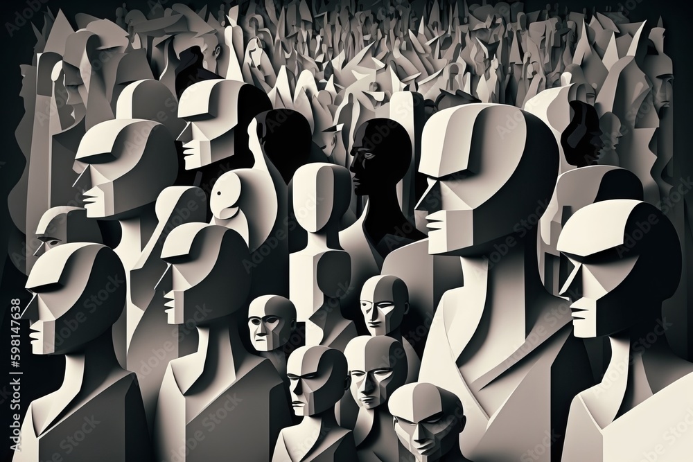 Abstract Crowd of Human Shapes in Various Sizes and Shapes - Generative ...