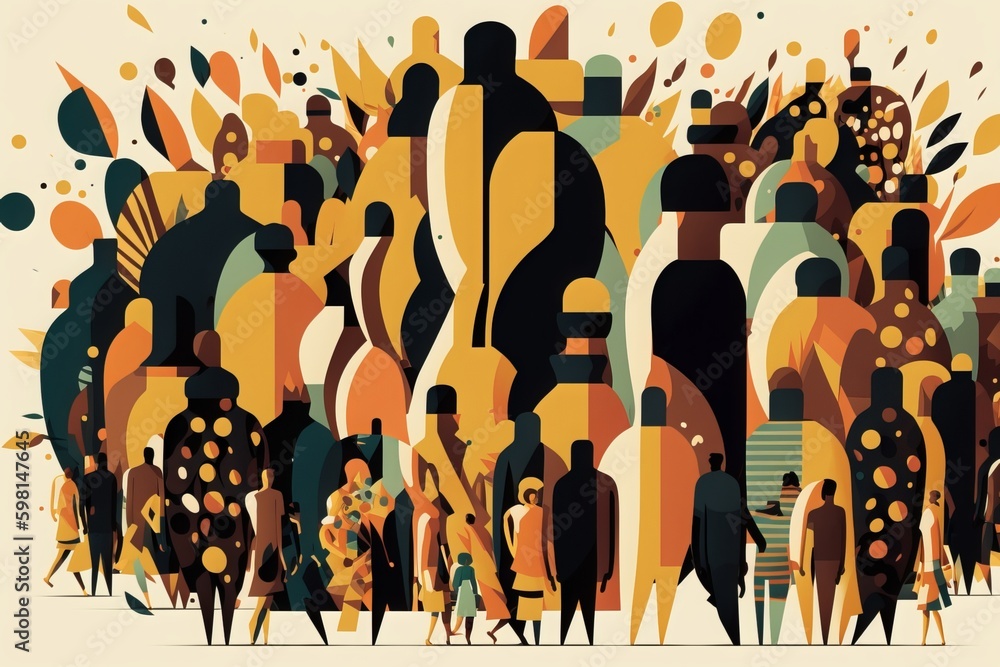 Abstract Crowd of Human Shapes in Various Sizes and Shapes - Generative ...