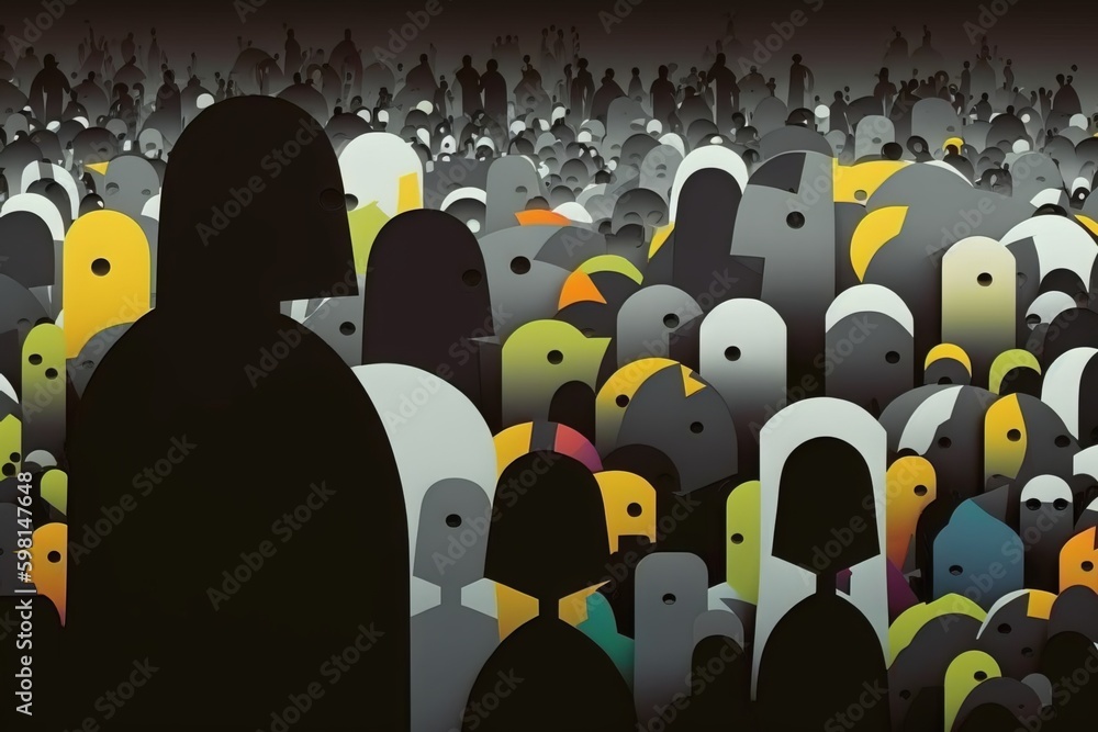 Abstract Crowd of Human Shapes in Various Sizes and Shapes - Generative ...