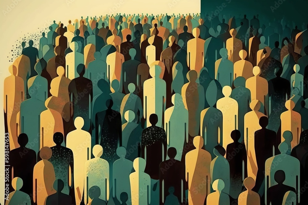 Abstract Crowd of Human Shapes in Various Sizes and Shapes - Generative ...