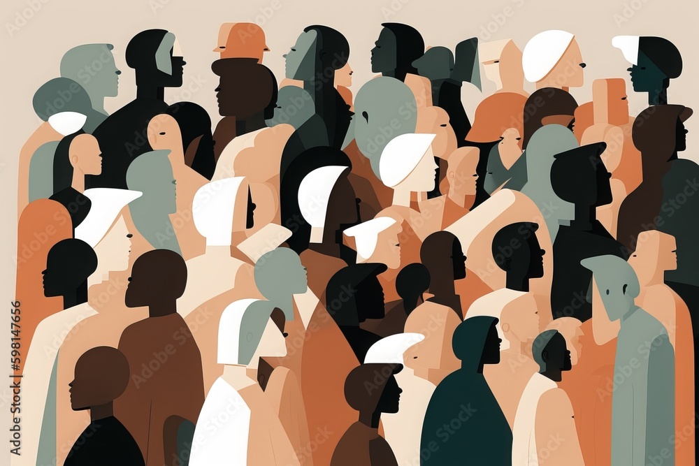 Crowd of Human Shapes in Various Sizes and Shapes - Generative AI Stock ...