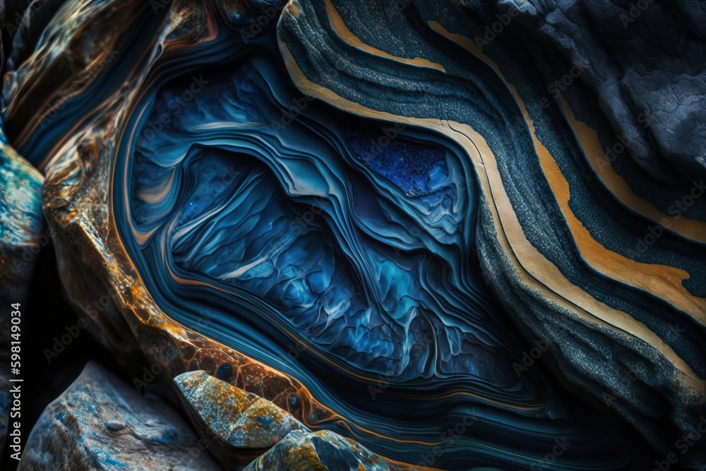 Dramatic Texture and Colorful Water Erosion Formation on a Blue Rock ...