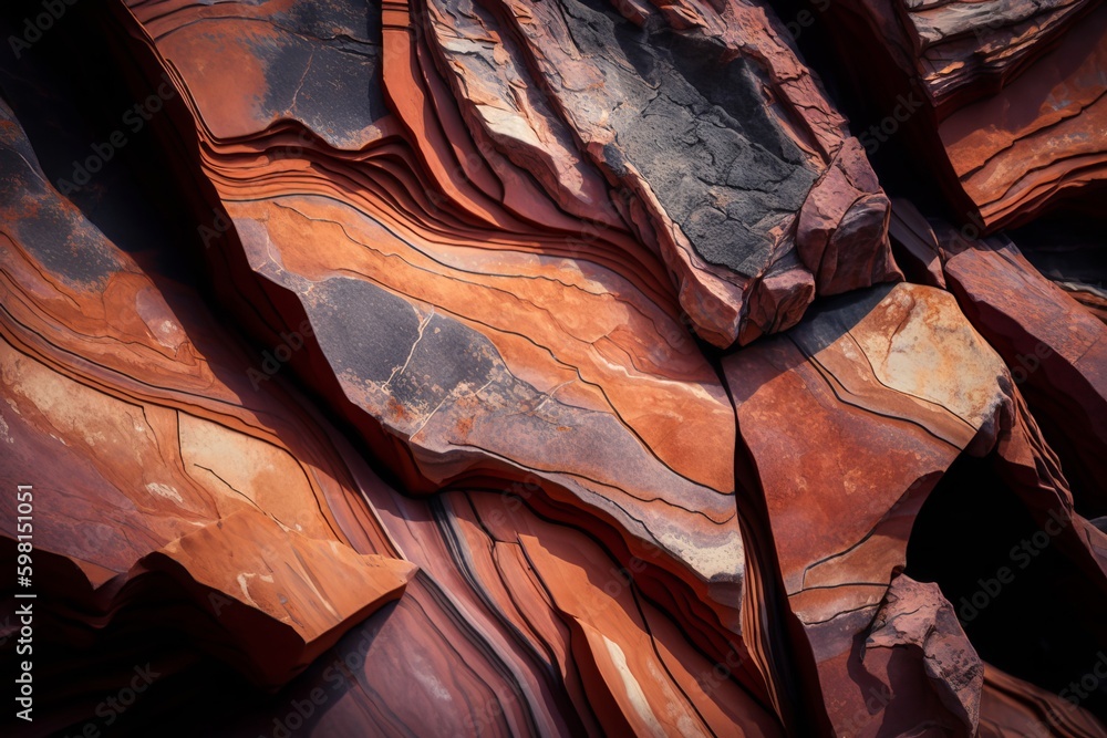 Reddish Rock Surface Details: A Natural Texture of Ripples, Cuts, and ...