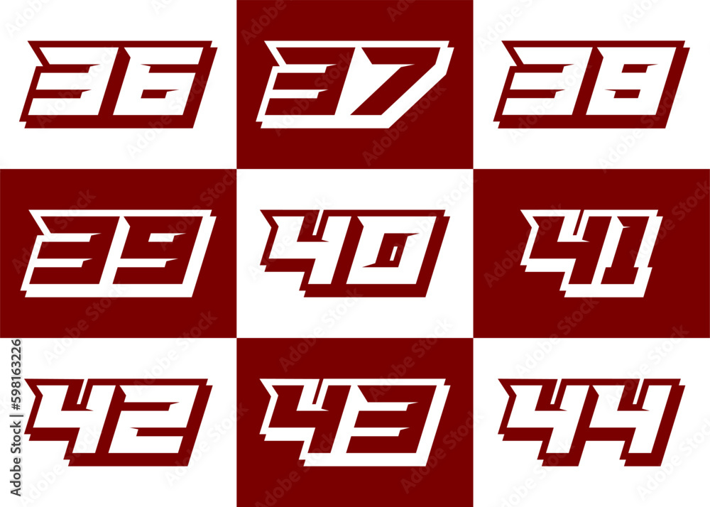 Racing Number, Set of Start Racing number, sport race number with frame ...