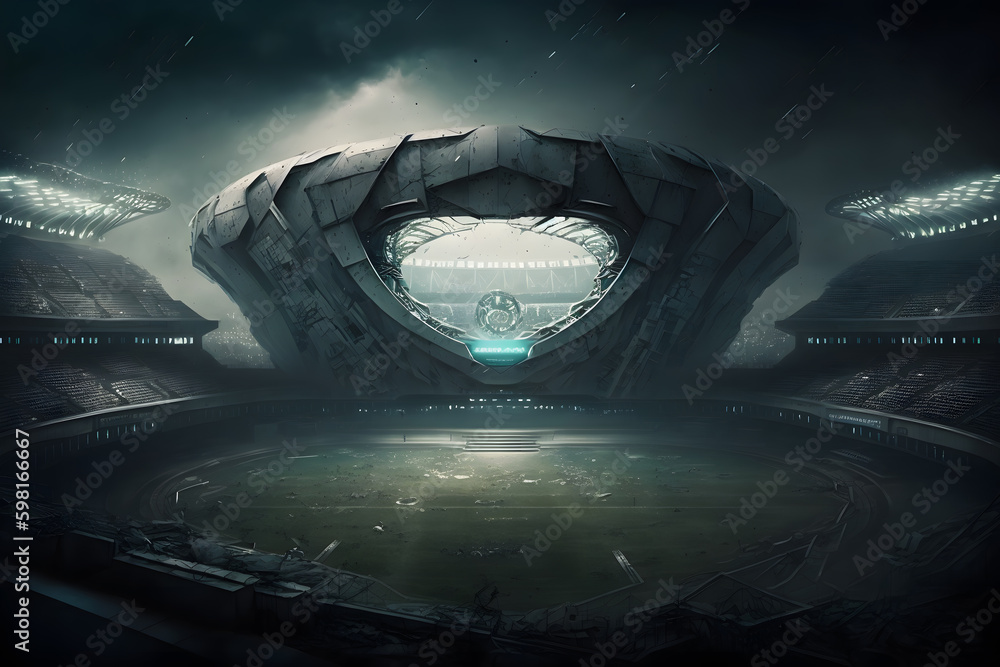 Cyberpunk stadium of the future. Neural network AI generated art Stock ...