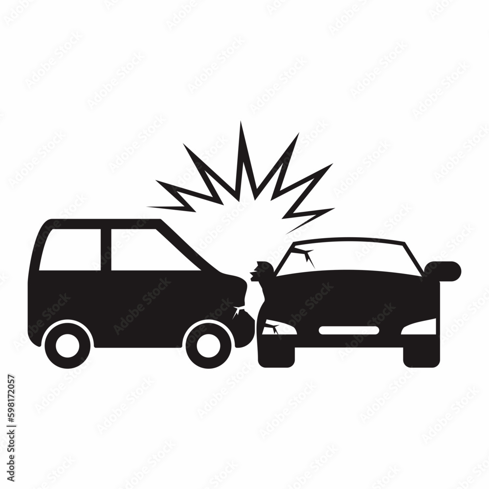 Side car crash vector. Accident between two cars. Road safety incident ...