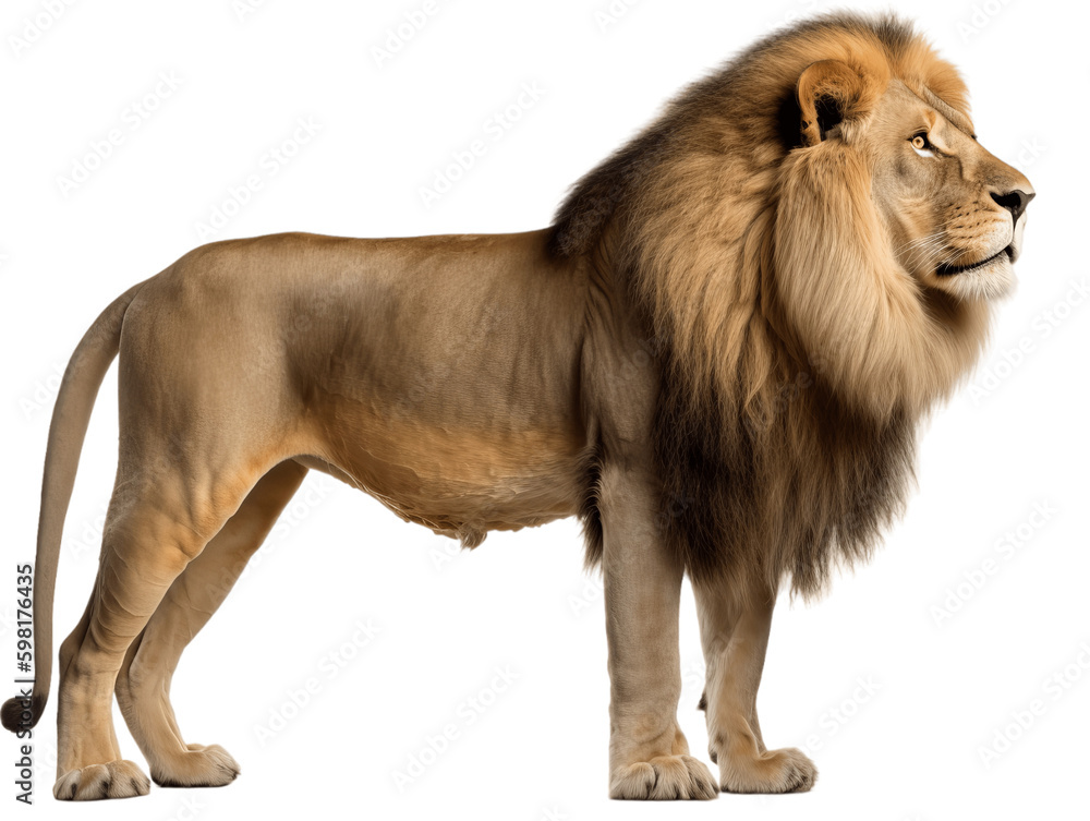 African Lion Full Body Viewed From Side Transparent Background Stock ...
