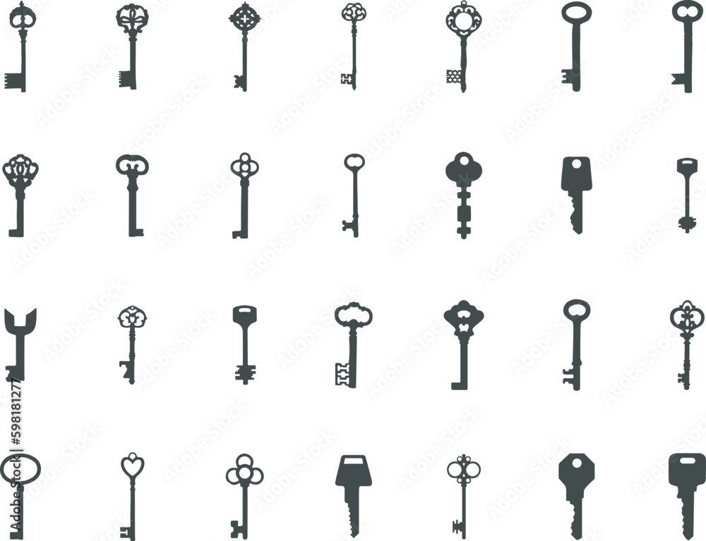 Keys silhouette, Door keys silhouette, Old keys silhouette, Keys SVG ...